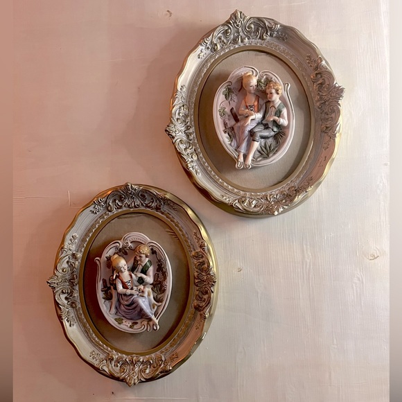 Art | Set Of 2 Vintage Rare French Provential Bas Relief Victorian Art ...